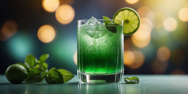 Refreshing Green Drink with a Hint of Mint. Stock Image - Image of ...