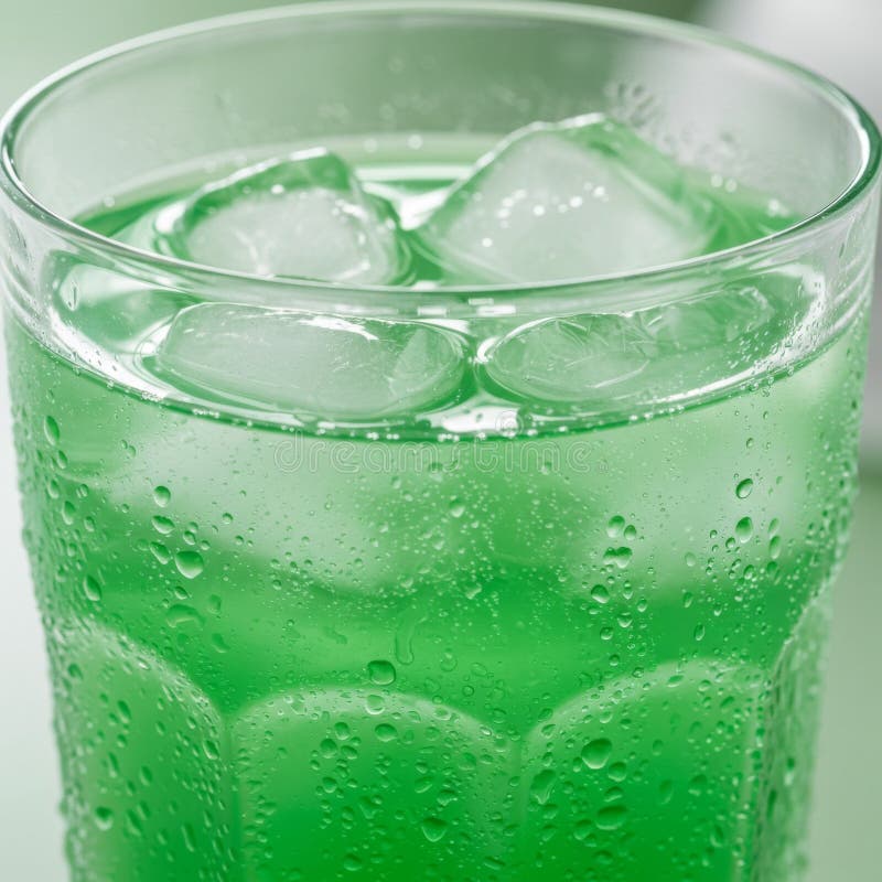 Refreshing Green Drink with Ice in Glass Stock Illustration ...