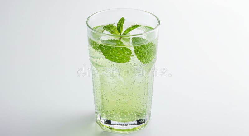 Refreshing Green Mint Drink with Ice in Glass Stock Image - Image of lemon, fresh: 380551717