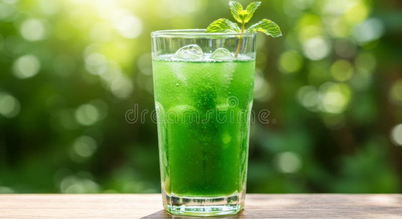 Refreshing Green Mint Drink with Ice in Glass Stock Image - Image of ...