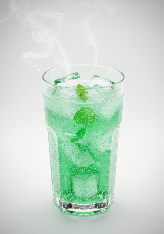Refreshing Green Mint Iced Drink in Glass Stock Illustration ...