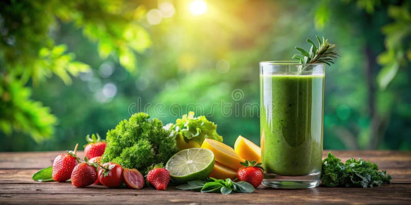Refreshing Green Smoothie with Fresh Fruits and Vegetables. Generative ...