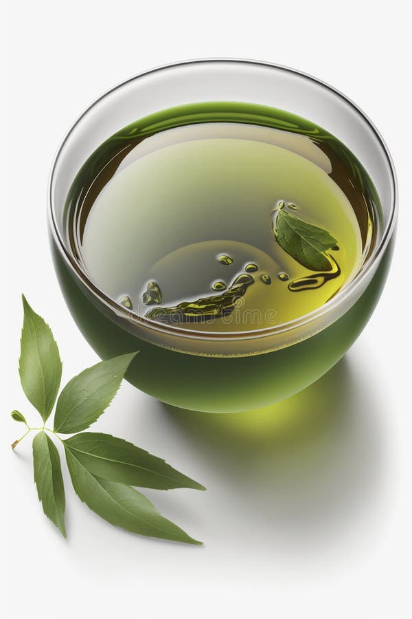 Refreshing Green Tea in a Clear Glass on White Background Stock ...