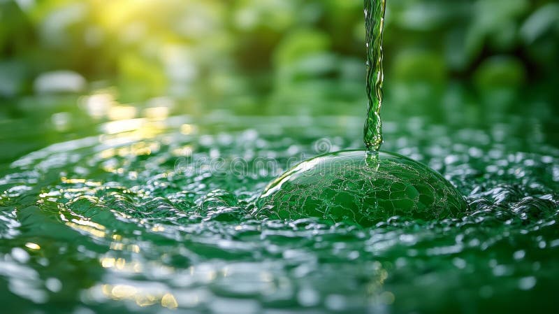Refreshing Green Water Drop Generative AI Stock Illustration ...