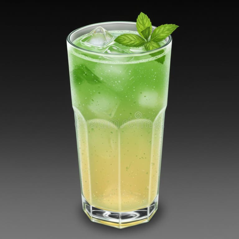 Refreshing Green and Yellow Layered Cocktail with Mint Stock ...