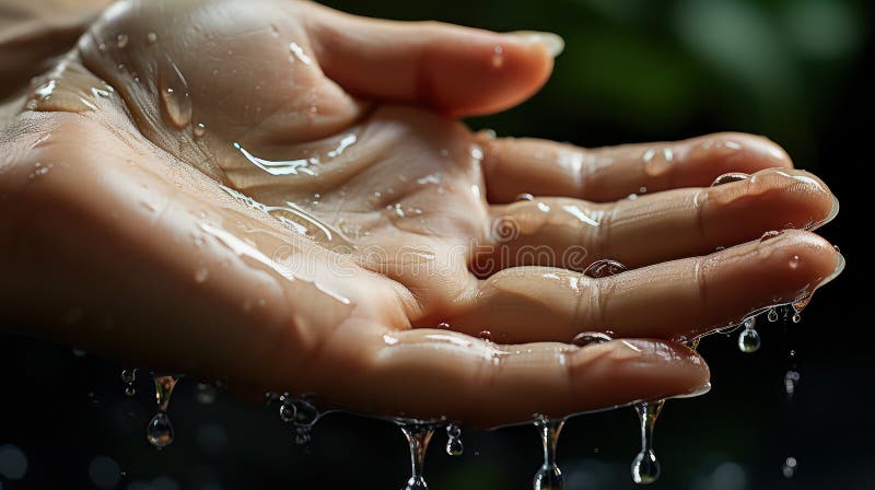 Water Droplets Cascade Over a Hand, Symbolizing Pure and Refreshing ...