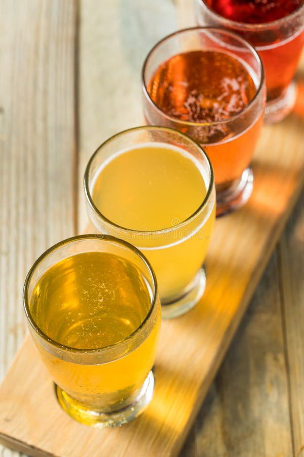 Refreshing Hard Cider Flight Stock Image - Image of carbonated, craft ...