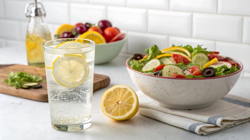 Refreshing Healthy Drink and Salad for Nutrition and Hydration Week ...