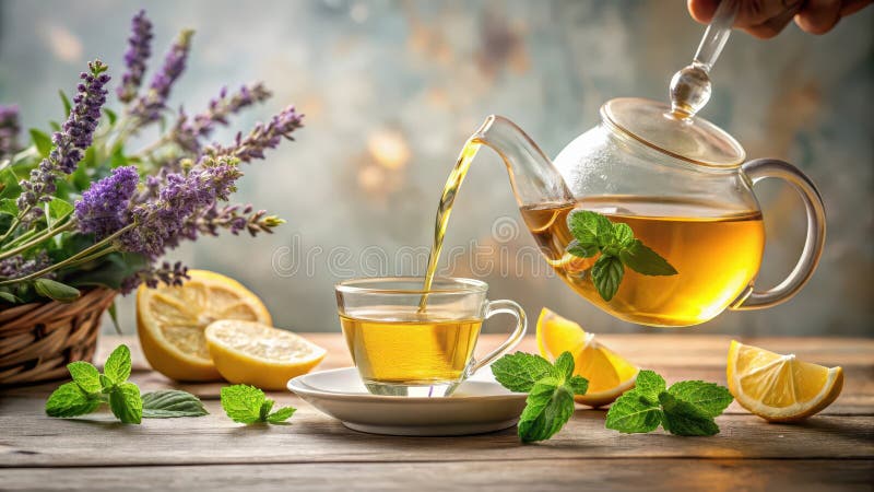 Refreshing Herbal Infusion a Soothing Blend of Lemon, Mint, and ...