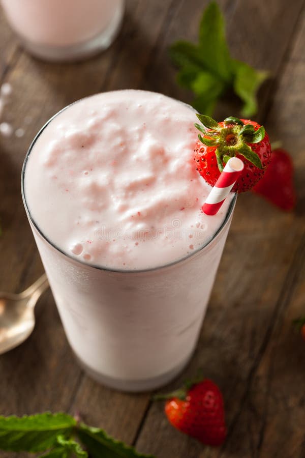 Refreshing Homemade Strawberry Milkshake Stock Image - Image of cream ...
