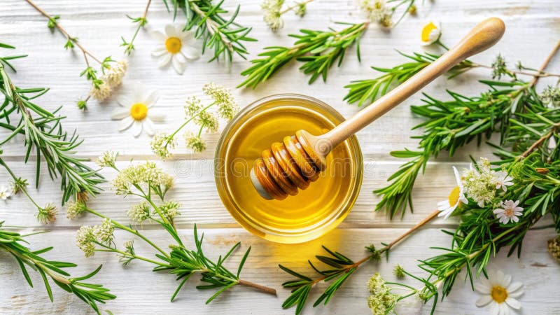 Refreshing Honey Drizzle on a Crisp White Background a Simple Tranquil ...