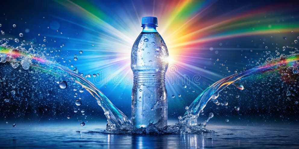 Refreshing Hydration Pure Water Bottle Surrounded by a Dynamic Splash ...