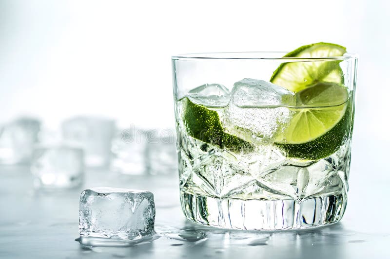 Refreshing Ice-cold Lime Drink in Glass with Ice Cubes Stock Image ...