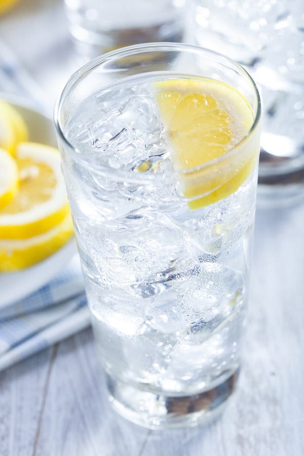 Refreshing Ice Cold Water with Lemon Stock Photo - Image of sour, pure ...
