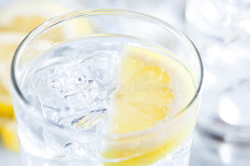 Pure Mineral Water with Ice and Lemon Stock Image - Image of diet ...