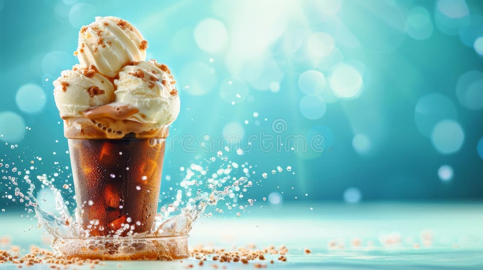 Refreshing Ice Cream Float with Splash Stock Illustration ...