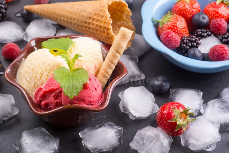 Refreshing Ice Cream on Table Stock Photo - Image of cream, summer ...