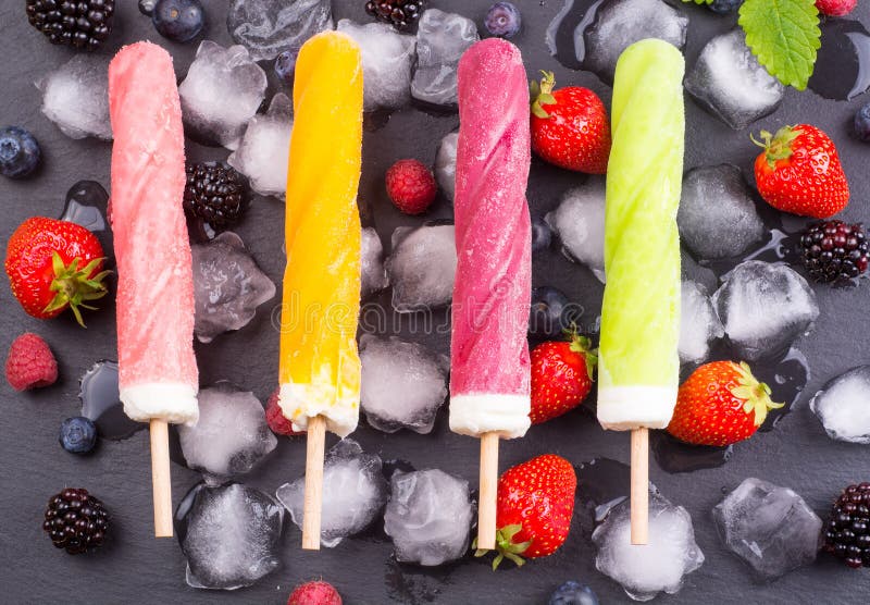 Refreshing Ice Cream on Table Stock Photo - Image of berry, raspberry ...