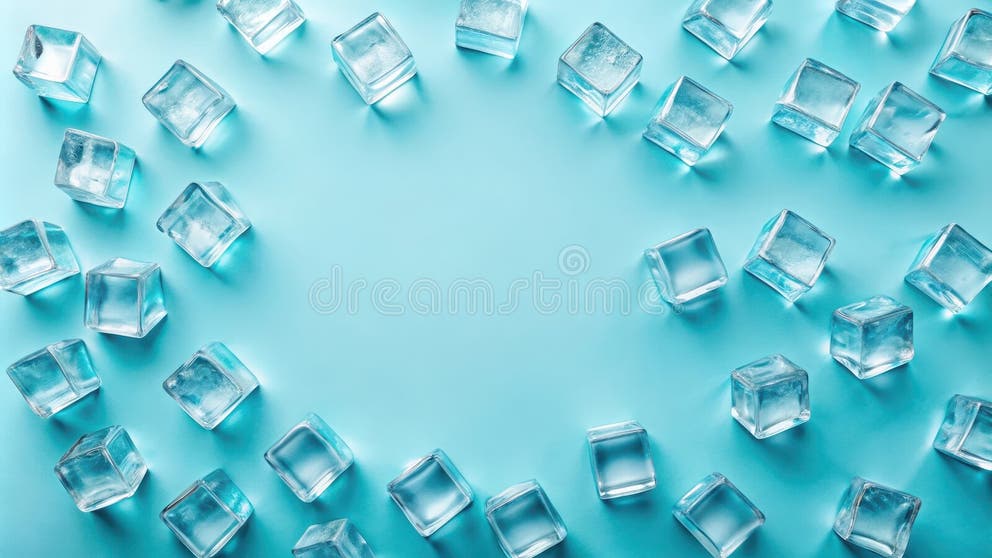 Refreshing Ice Cubes on a Light Blue Background a Cool Summer Design ...