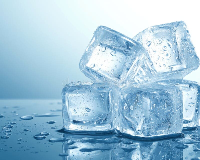 Refreshing Ice Cubes on a Reflective Surface Stock Illustration ...