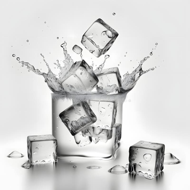 Refreshing Ice Cubes and Splashing Water for Beverage Ads. Stock ...
