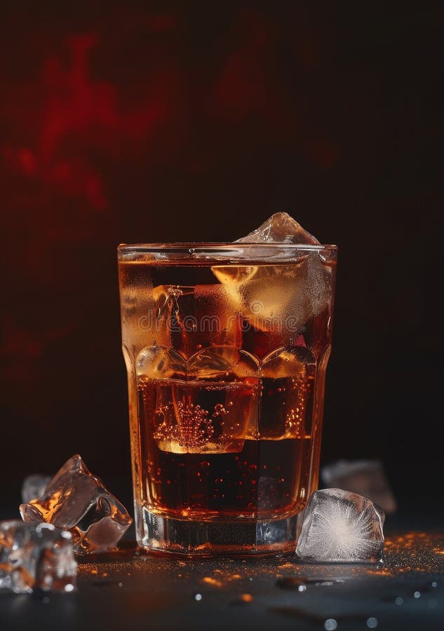Refreshing Iced Beverage in a Glass on a Dark Background Stock ...