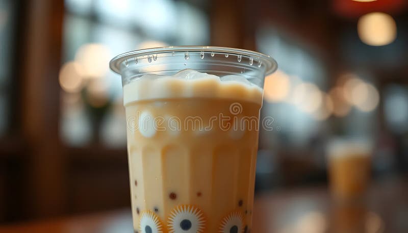 Refreshing Iced Boba Tea in a Plastic Cup Stock Illustration ...