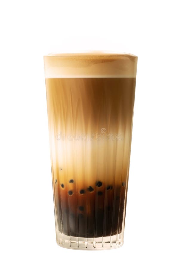 Refreshing Iced Coffee Beverage Layered with Milk Foam. Isolated on ...
