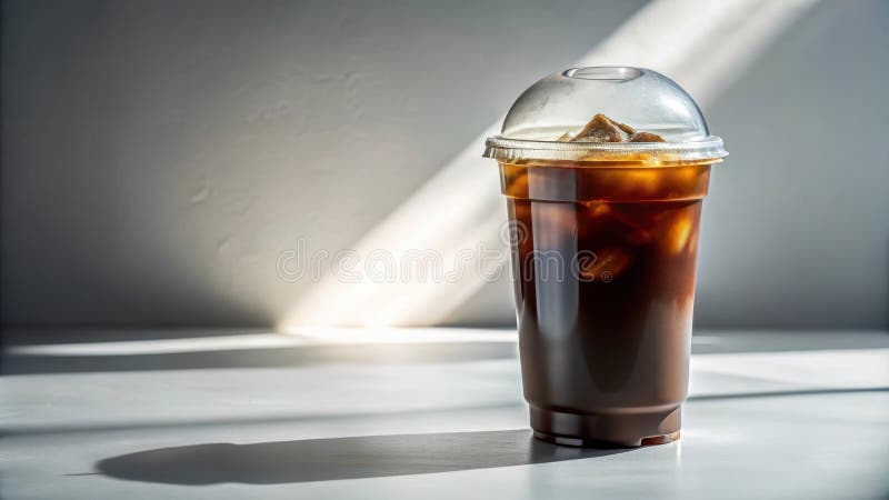 Refreshing Iced Coffee in a Disposable Cup on a Table. Generative AI ...