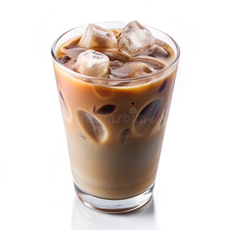 Refreshing Iced Coffee in Glass Isolated on White Background Stock ...