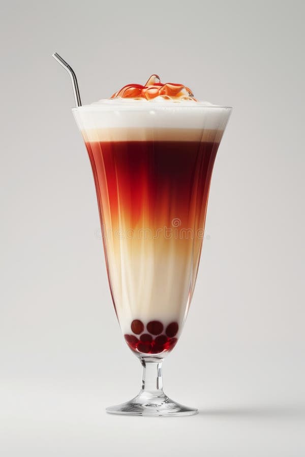 Refreshing Iced Coffee Latte with Whipped Cream, Caramel, and Tapioca ...