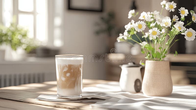 Refreshing Iced Coffee with Milk, Subtle Contrast. Stock Image - Image ...