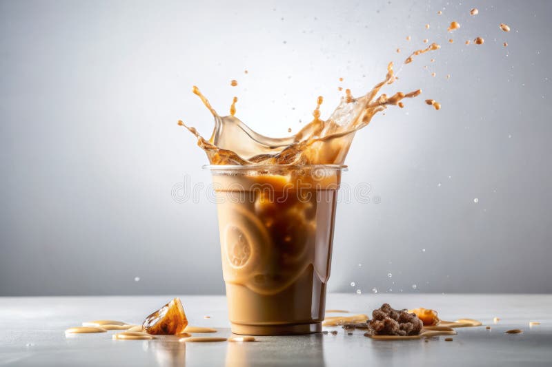 Refreshing Iced Coffee Splash in Plastic Cup Perfect Visual for ...