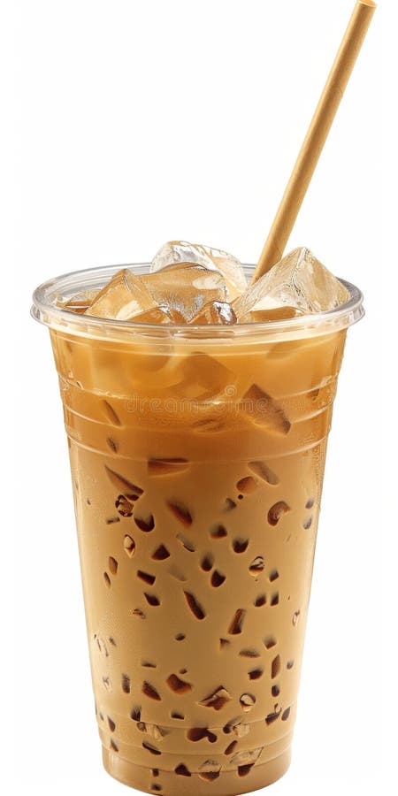 Refreshing Iced Coffee with Straw Stock Illustration - Illustration of ...