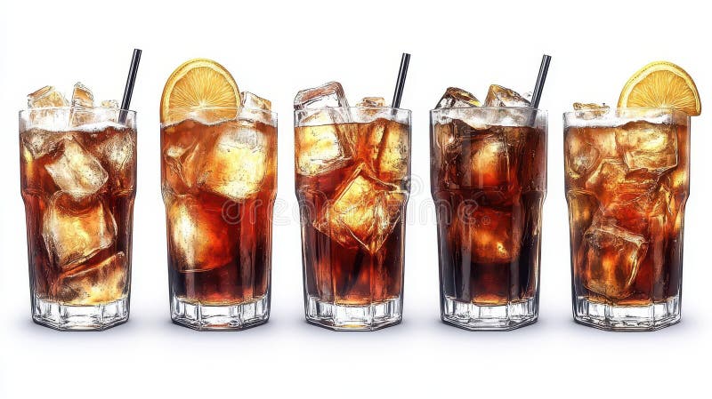 Refreshing Iced Cola Drinks Stock Illustration - Illustration of mixed ...
