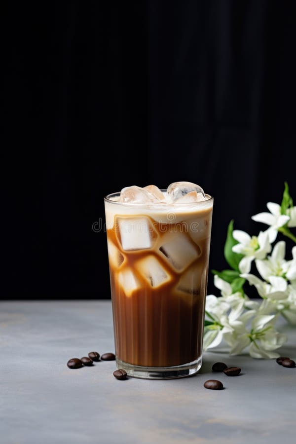 Refreshing Iced Latte on Minimal Tabletop AI Generated Stock Image ...