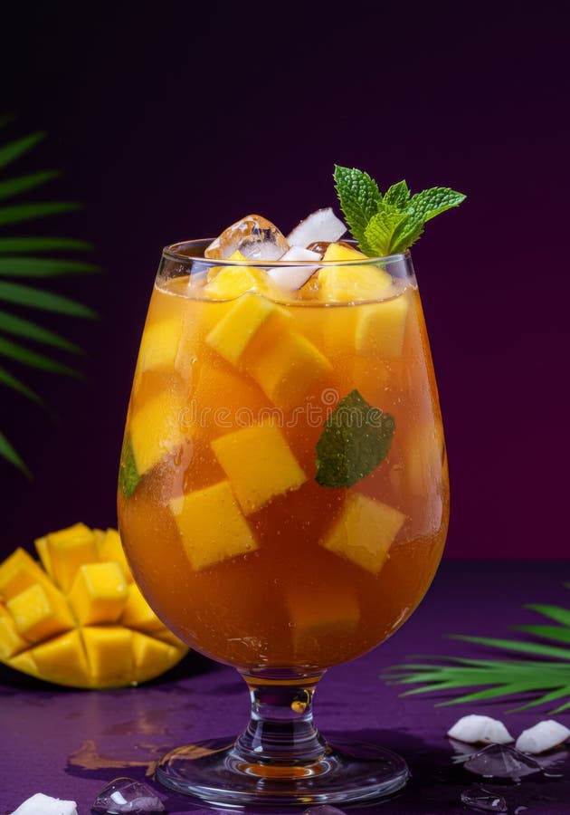 Refreshing Iced Mango Tea with Mint Stock Illustration - Illustration of mint, cold: 380732095