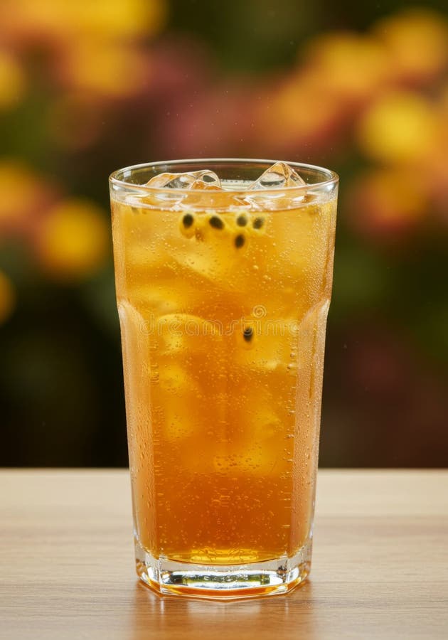 Refreshing Iced Passion Fruit Tea in Tall Glass Stock Illustration ...