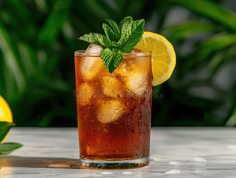 Refreshing Iced Tea with Lemon and Mint Stock Illustration ...