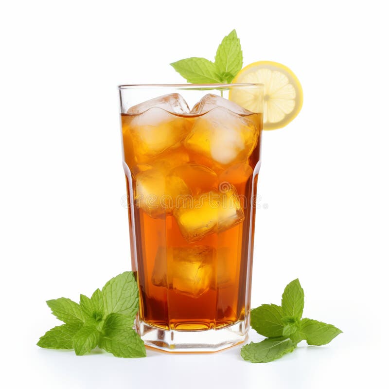 Refreshing Iced Tea with Lemon Slice and Fresh Mint in a Tall Glass on ...