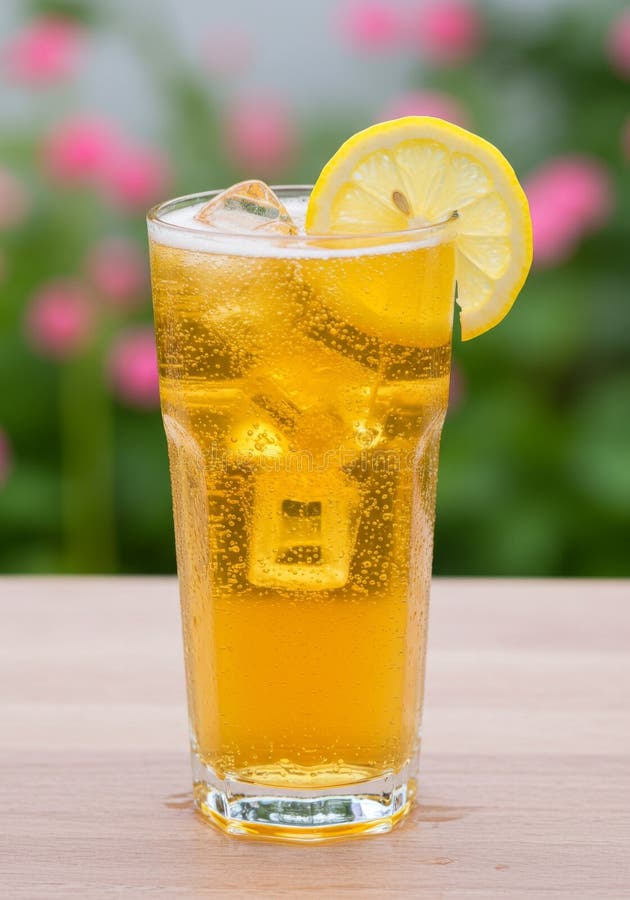 Refreshing Iced Tea with Lemon in a Tall Glass Stock Illustration ...