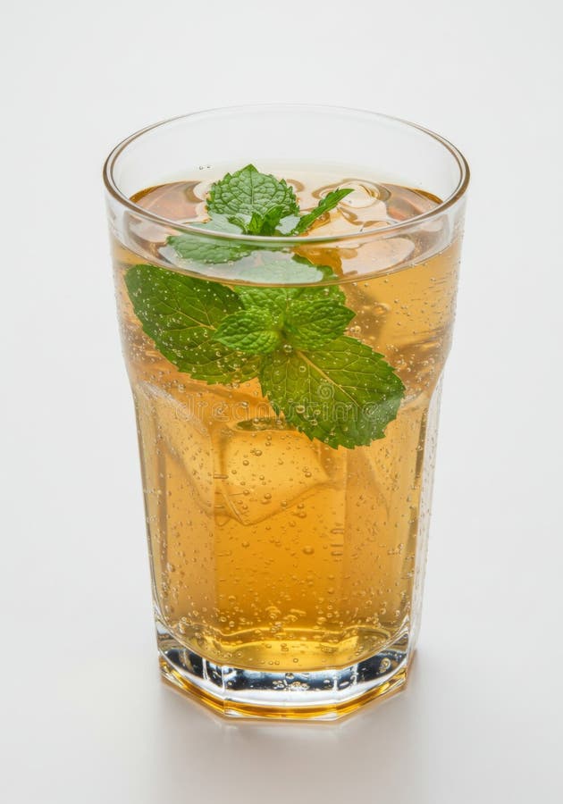 Refreshing Iced Tea with Mint in a Glass Stock Illustration ...