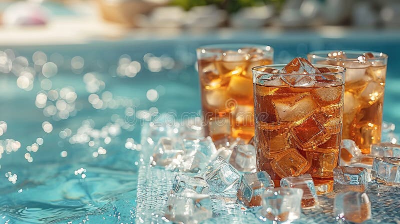 Refreshing Iced Tea by the Pool Stock Illustration - Illustration of ...