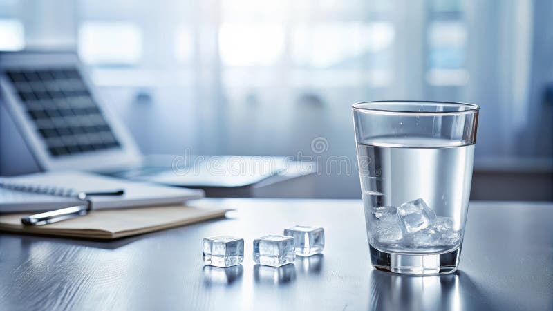 Refreshing Iced Water on a Desk in a Modern Office. Generative AI Stock ...