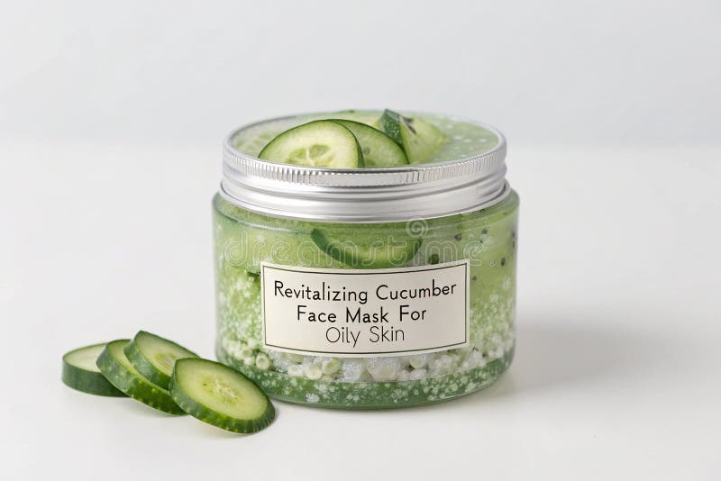 Jar of Revitalizing Cucumber Face Mask for Oily Skin Stock Illustration ...