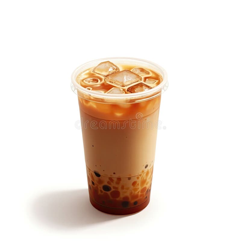 Refreshing Layered Iced Coffee Drink with Cubes of Ice Stock ...