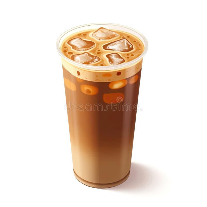 Refreshing Layered Iced Coffee Drink with Cubes of Ice Stock ...