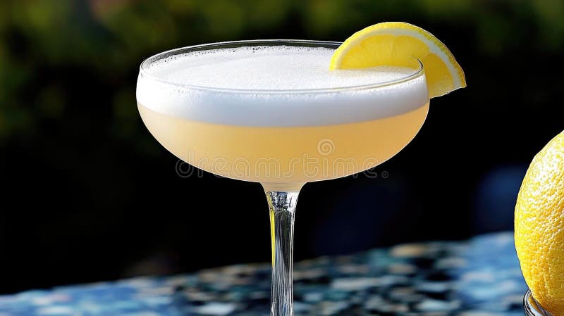Refreshing Lemon Cocktail with Foam in Elegant Coupe Glass Stock Photo ...