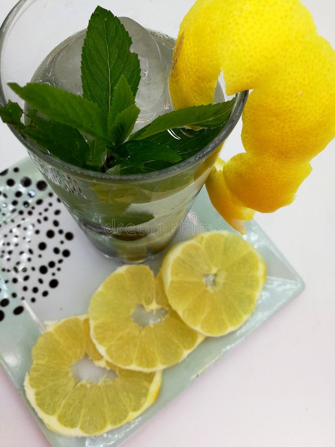Refreshing Lemon Drink with Mint Stock Photo - Image of detox, water ...