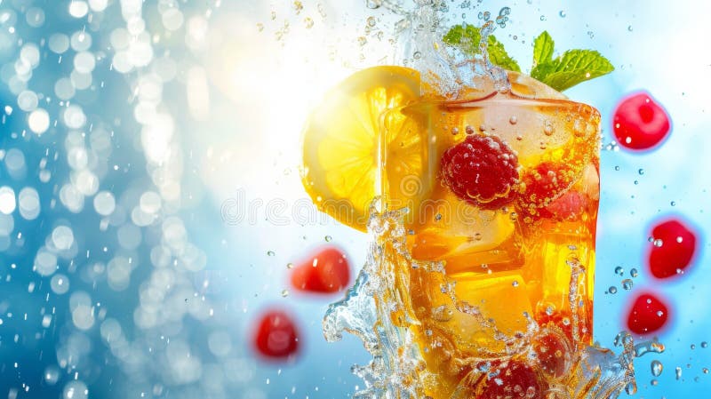 Refreshing Lemon Iced Tea Splash Stock Photo - Image of summer ...